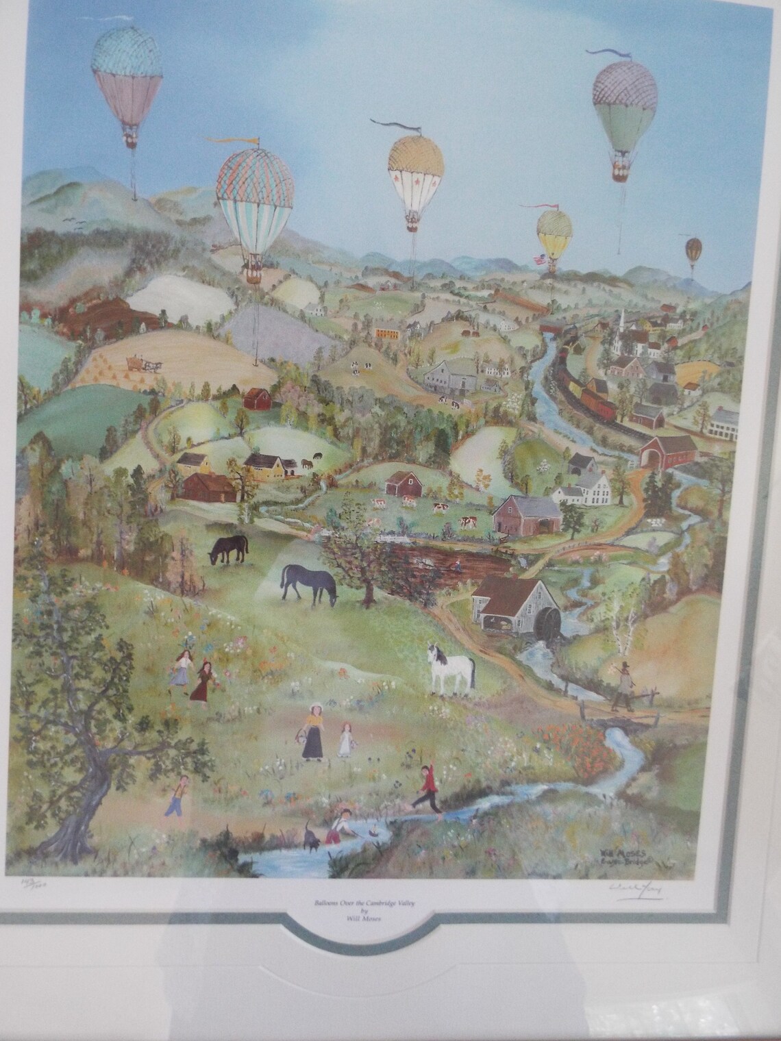 Will Moses Lithograph Print Folk Art Balloons Over Cambridge - Etsy