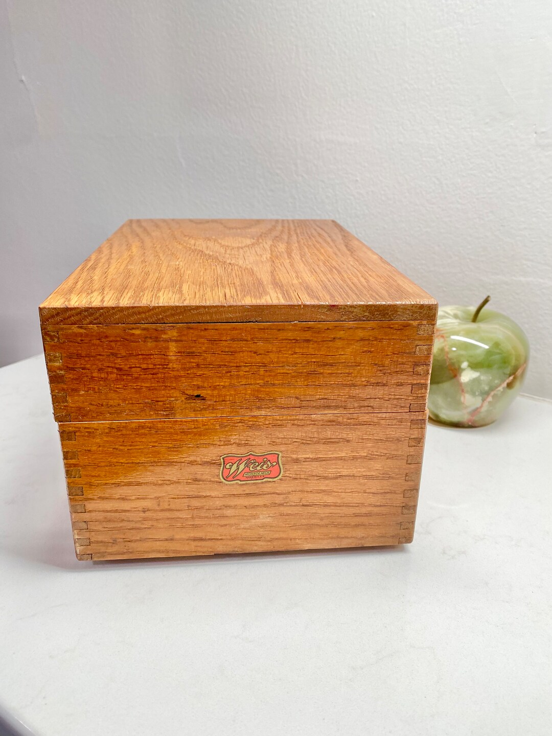 Vintage Oak Weis Wooden File Box / 3 X 5 Cards / Dovetail Joints / Desk ...