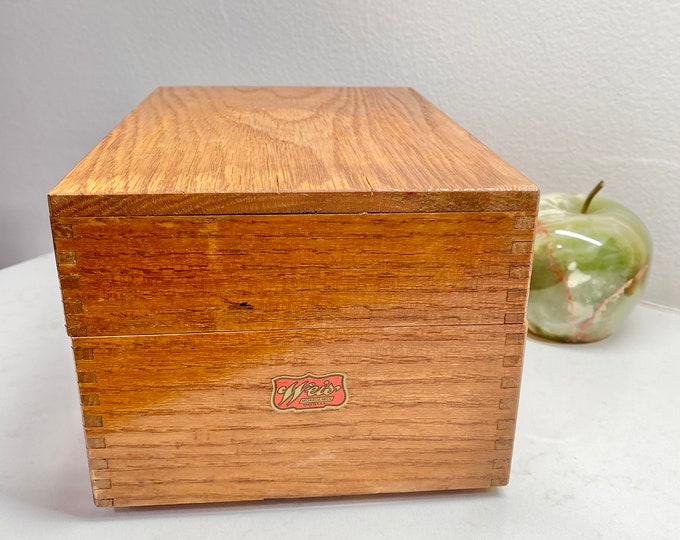 Vintage Oak Weis Wooden File Box / 3 X 5 Cards / Dovetail Joints / Desk ...