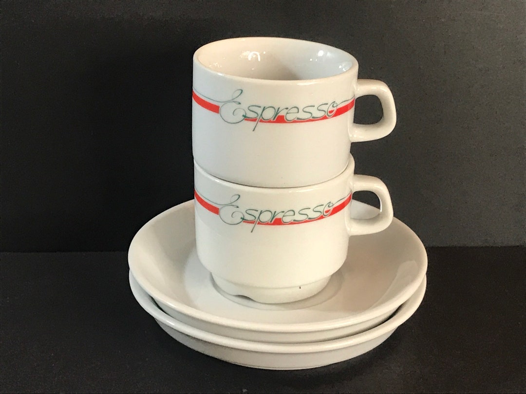 Vintage, Danesco Espresso, Set De 2 Cups and Saucers, Italian Flag, Red ...