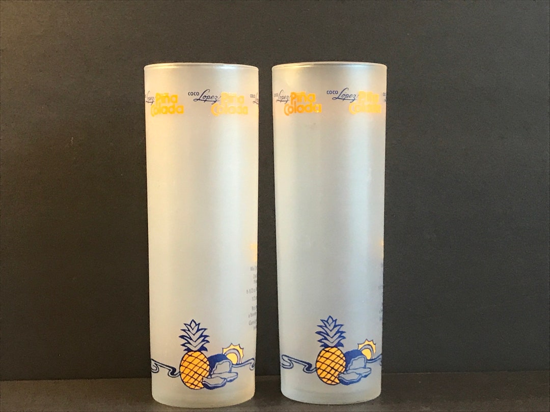 Vintage, Libbey Coco Lopez Pina Colafa Recipies Glasses, 7 Inches, Set of 2 Frosted Glasses ...