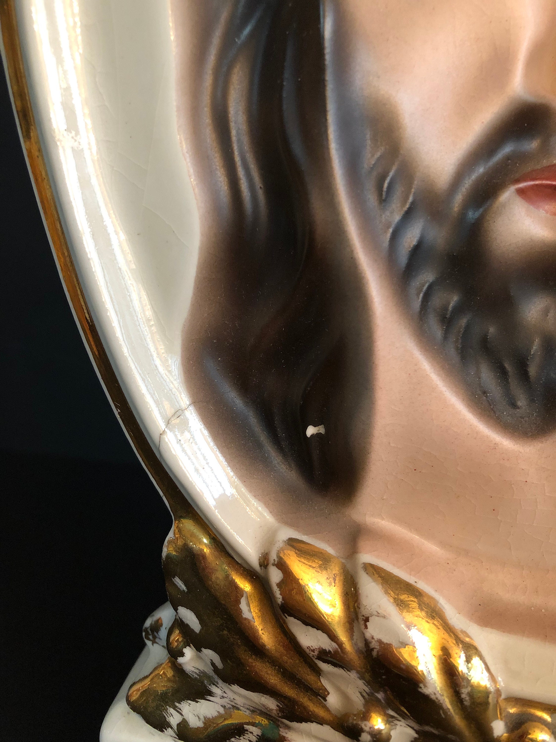 Vintage Concave Jesus Porcelain Ceramic Sculpture Icon Wonder Art Inc ...