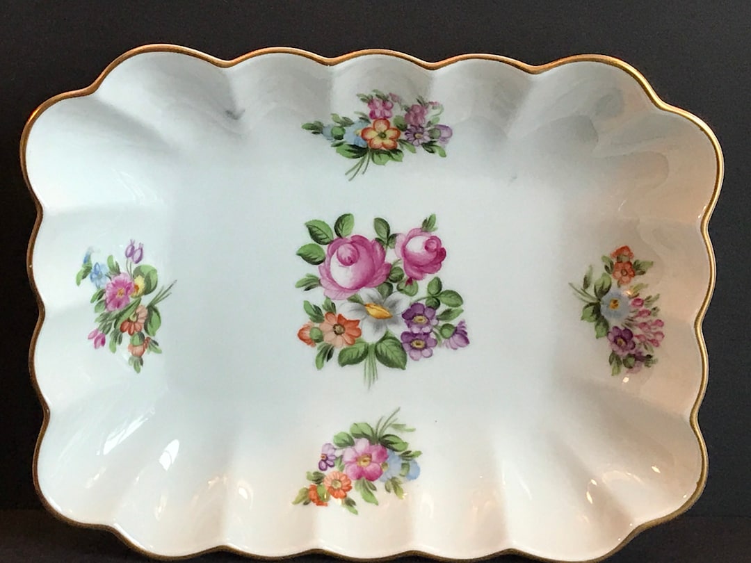 Vintage, Herend Hungary Hand Painted Rectangular Scalloped Edge ...