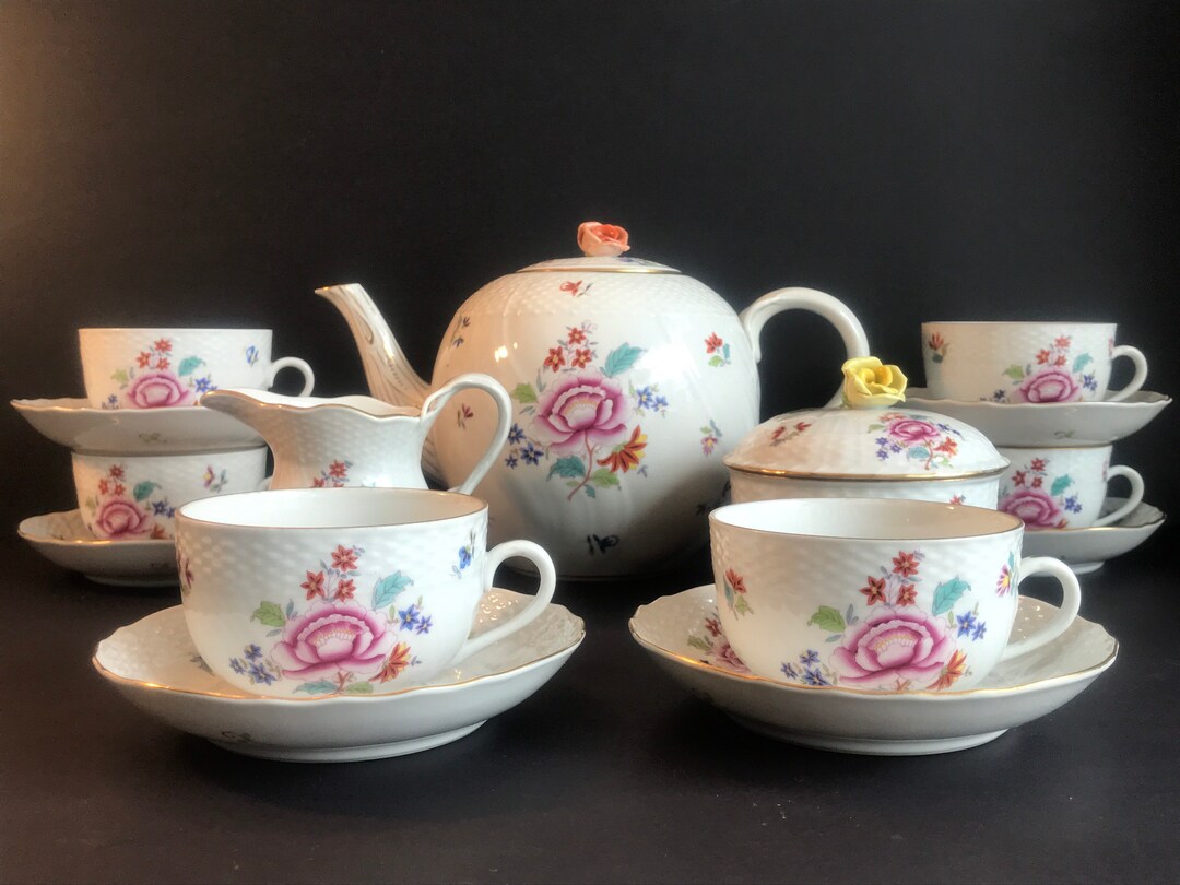 Rare Vintage, Queen Victoria Tea Set by Herend Hungary, Hand Painted ...