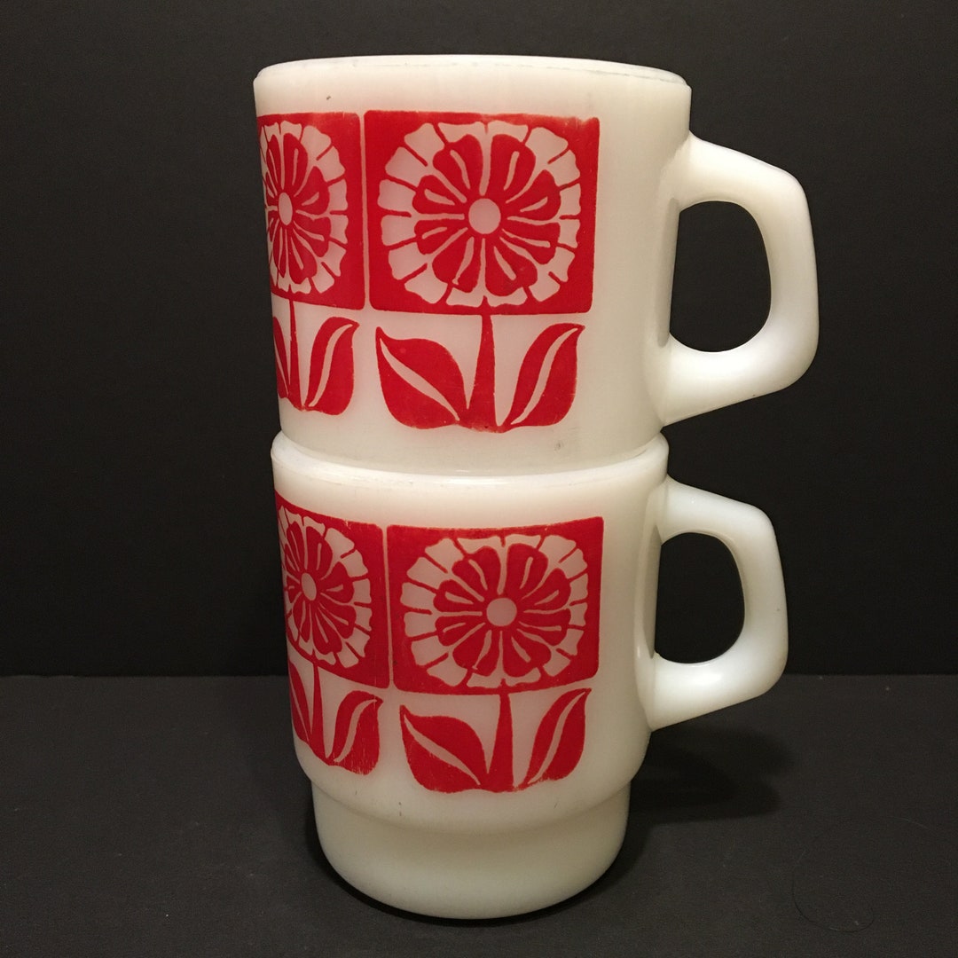 Vintage, Anchor Hocking Fire King, Made in USA, 1960's, Stackable, Red ...