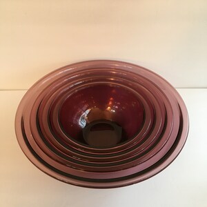 Vintage Pyrex Cranberry, Set of 4 Glass Nesting Bowls, #322 1 Lt, #323 ...