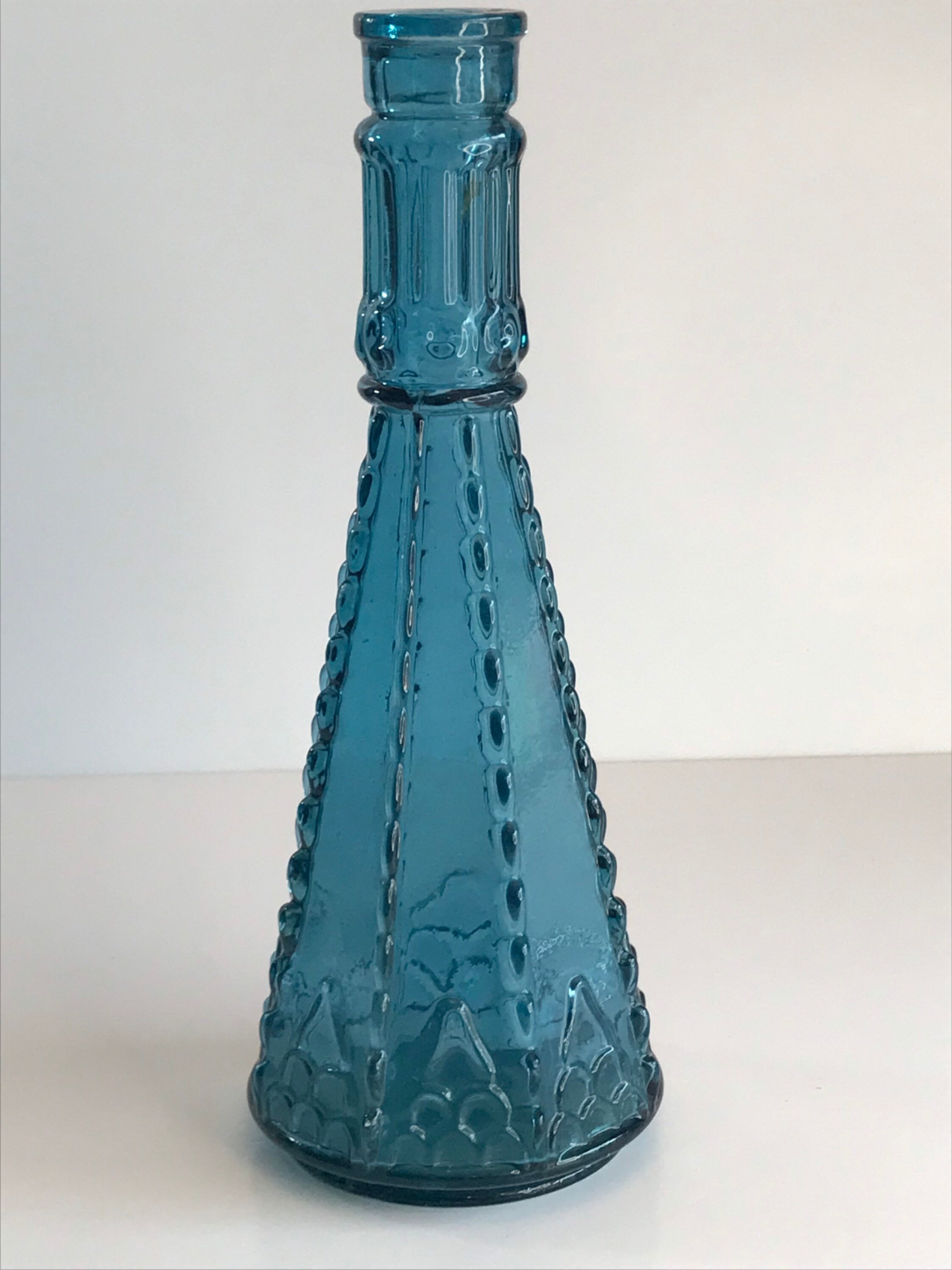 Vintage Morey Mallorca Turquoise Wine Bottle, Spanish Art Glass Barware ...