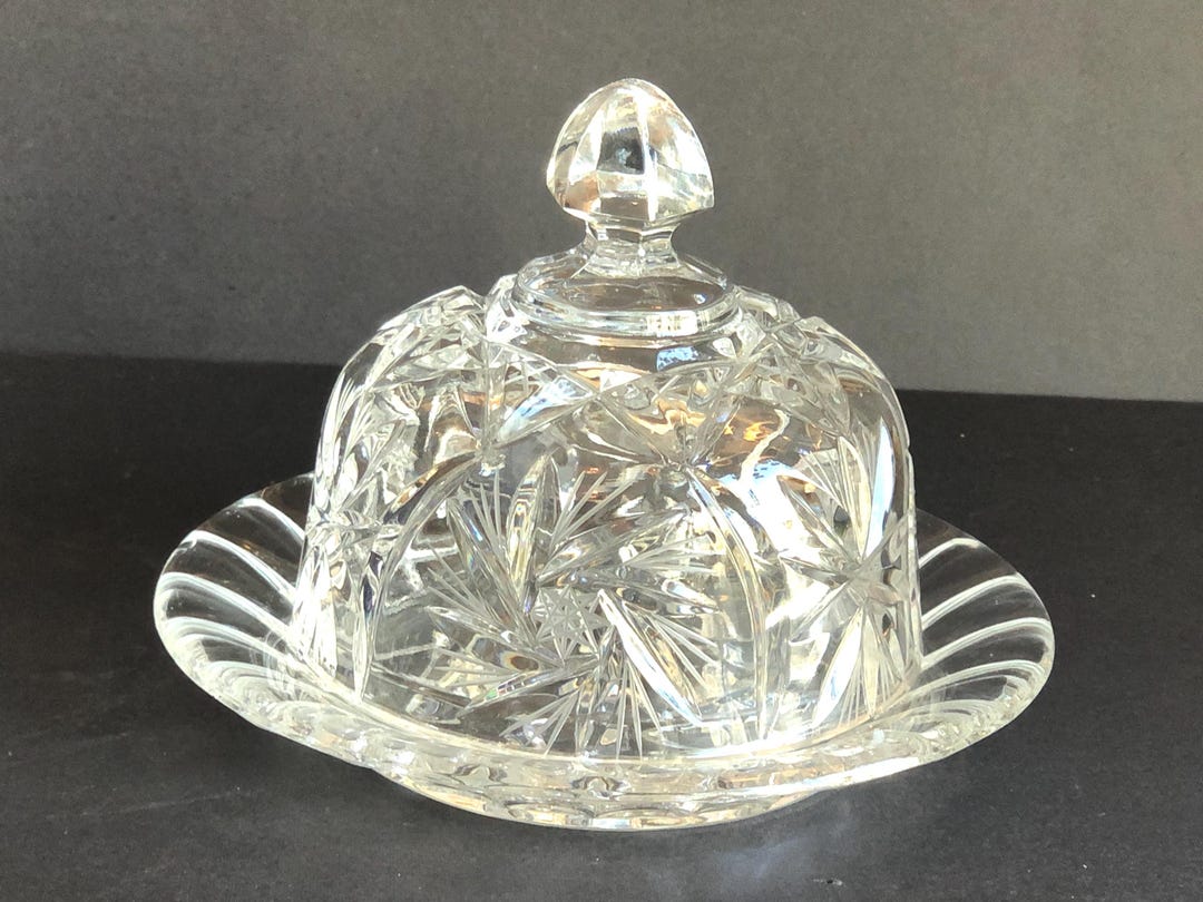 Vintage Bohemia Crystal Round Covered Butter, Cheese Dome Dish ...