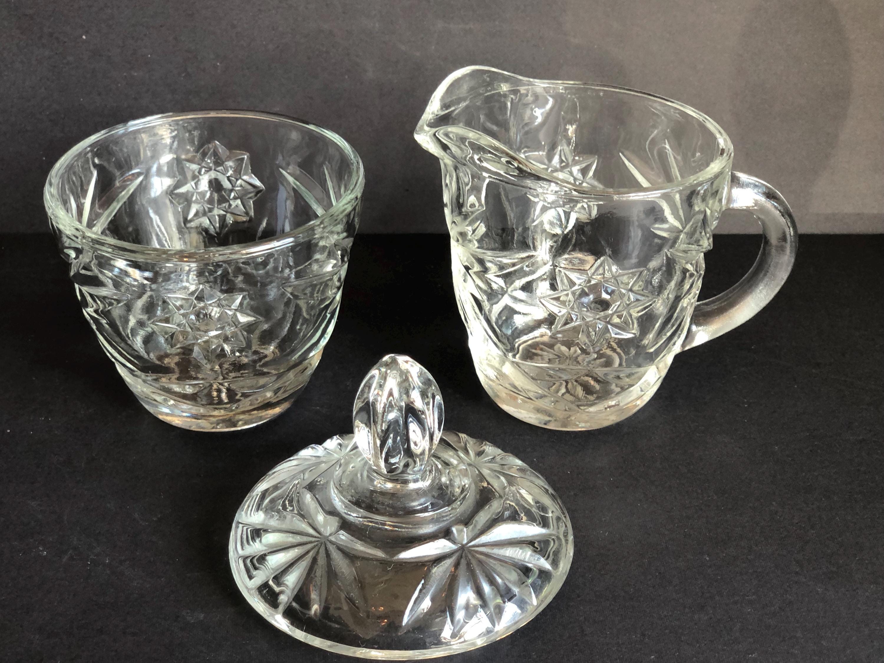 Vintage Anchor Hocking Star of David Sugar and Creamer Set, Lidded ...