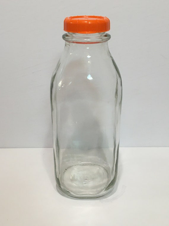 Vintage Stanpac Clear Glass Milk Bottle With Orange Plastic - Etsy Canada