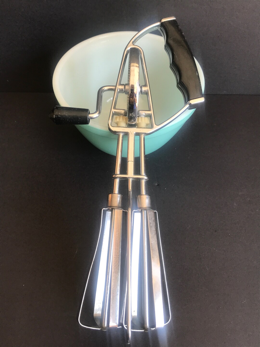 Vintage, EKCO Manuel Hand Mixer, Black Handle Stainless Steel Egg ...