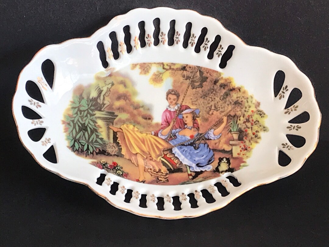 Vintage Adeline Porcelain Dish Lattice Oval Bowl Italian - Etsy
