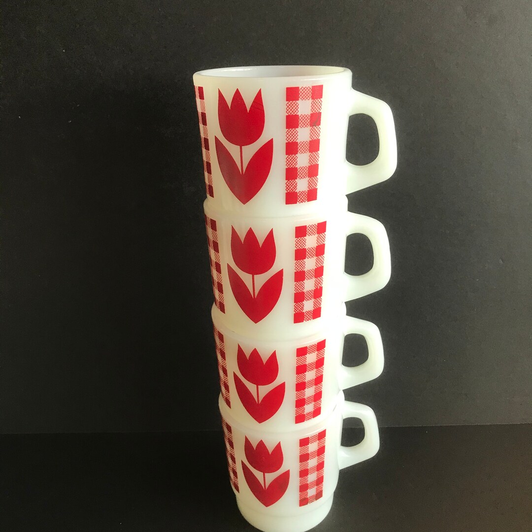 Vintage Termocrisa, Set of 4, Coffee Mug, Red, Tulip Gingham ...
