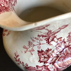 Antique, Victorian Wash Basin Pitcher, Burgundy Transferware ...