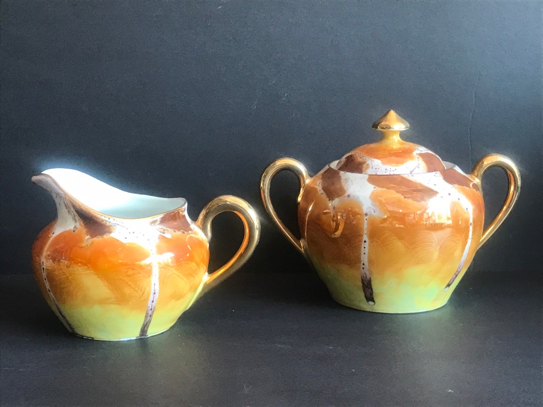 Vintage, Lusterware Czech Porcelain, Creamer & Lidded Sugar Bowl Set ...