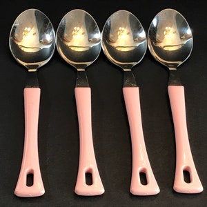 Vintage, Abert Inox 18/10, Made in Italy, Pink Handles, Cutlery, Spoons ...