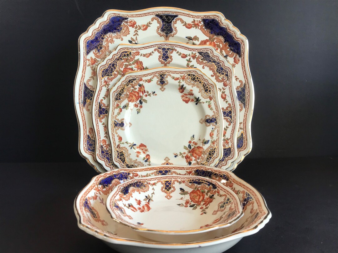 Vintage, Royal Winton Grimwades, Blue Imari, Stirling Pattern, 5 Place ...