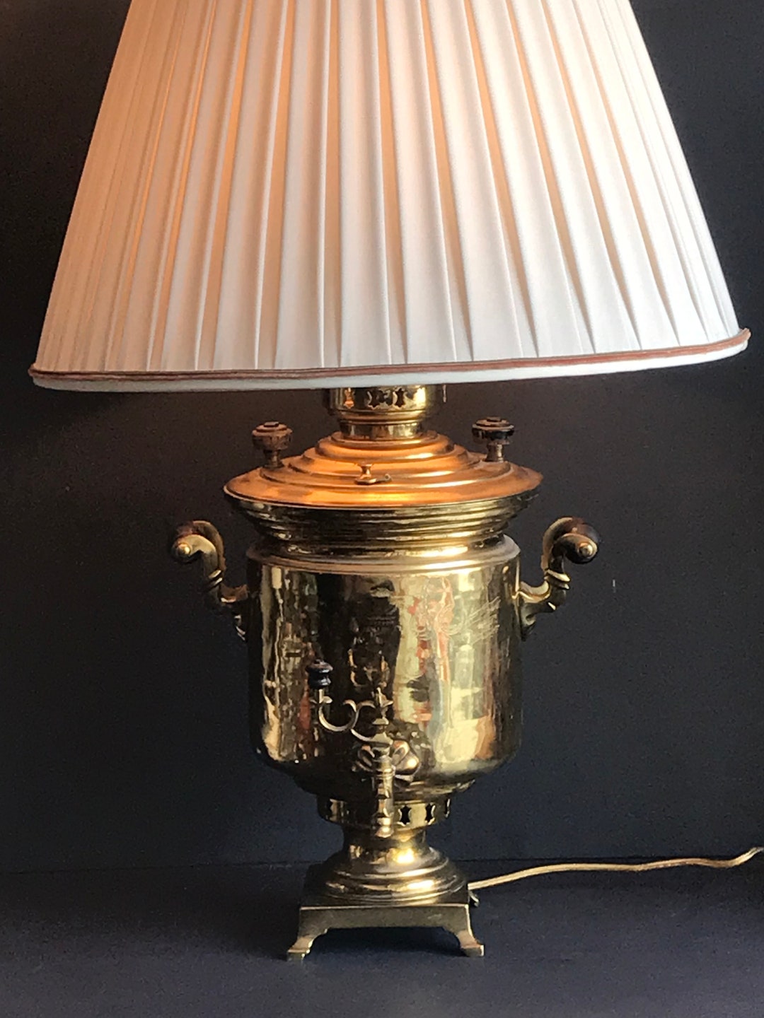 Antique, Russian Brass Samovar Table Lamp With Shade, XIX Century ...