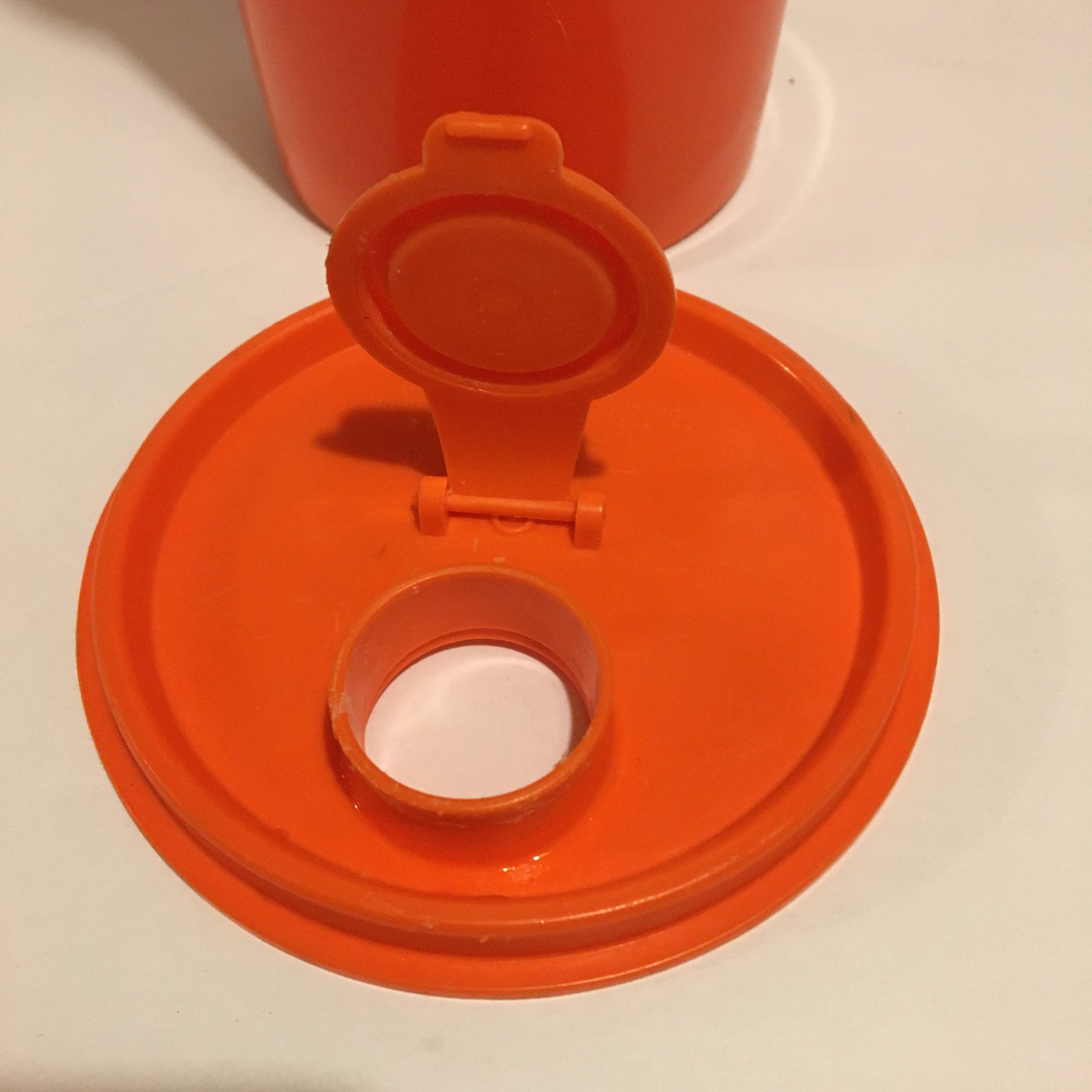 Vintage Tupperware Orange Cylinder Container With Lid - Etsy