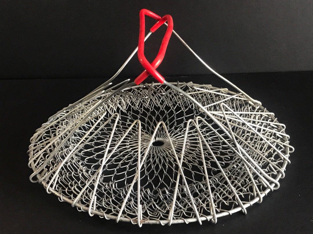 Vintage, Collapsible Wire Basket, Fruit, Vegetables, Eggs With Red ...
