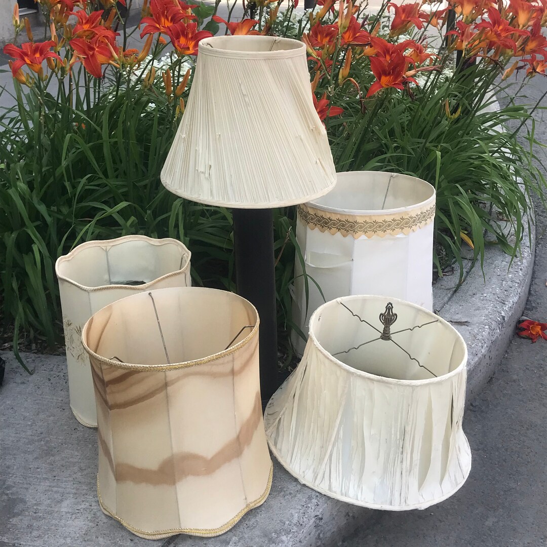 Vintage, Large Swing Arm Lamp, Shade Frame With Finial Lamp, 8 Panels ...