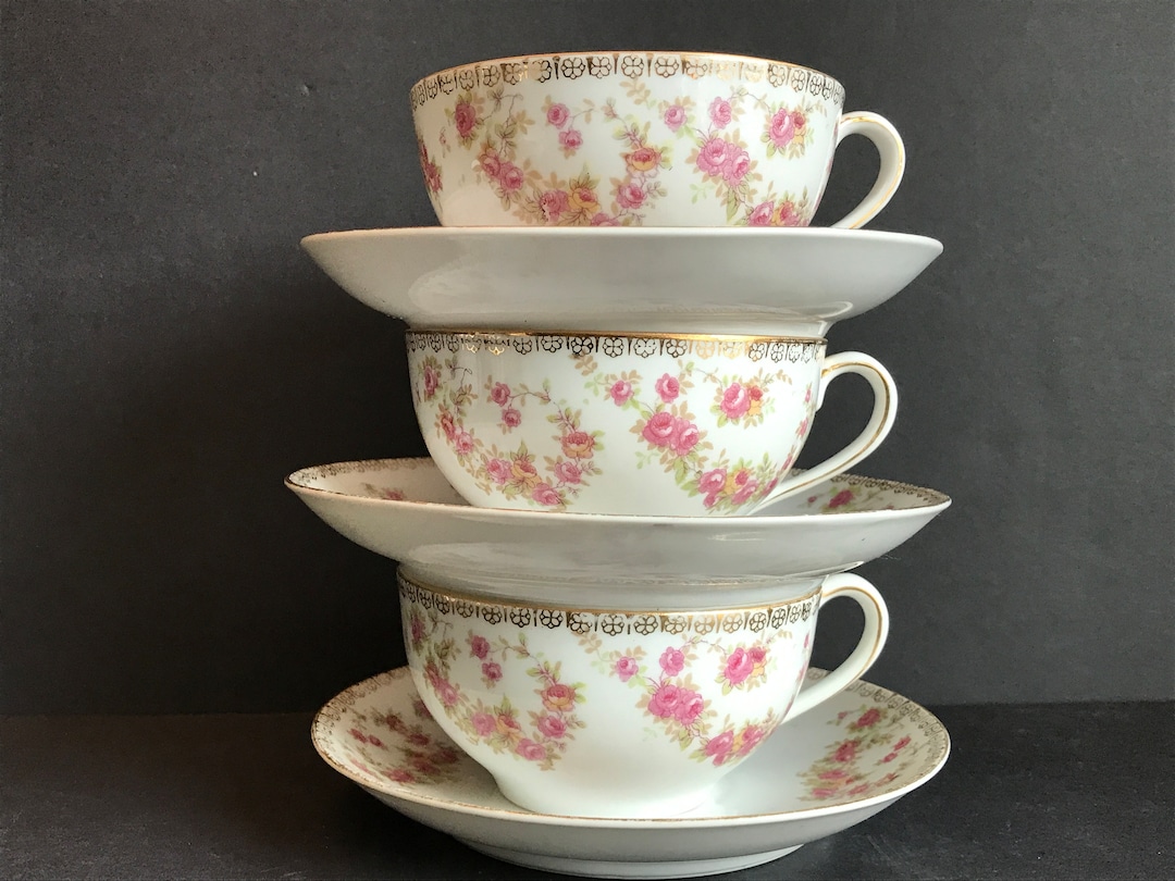 Antique, Bridal Rose Morimura Noritake Nippon, Bone China , Set of 6 ...