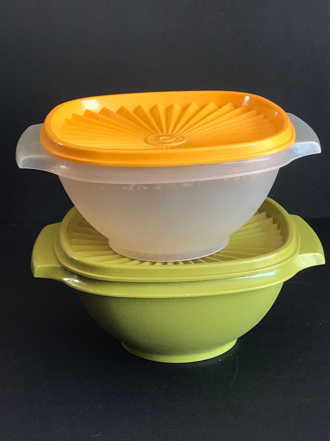 Vintage, Tupperware Stackable, Lidded Bowls, Servalier, Square, Avocado ...