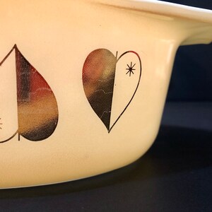 Vintage Pyrex Golden Hearts Casserole Dish With Lid & Candle Warmer ...