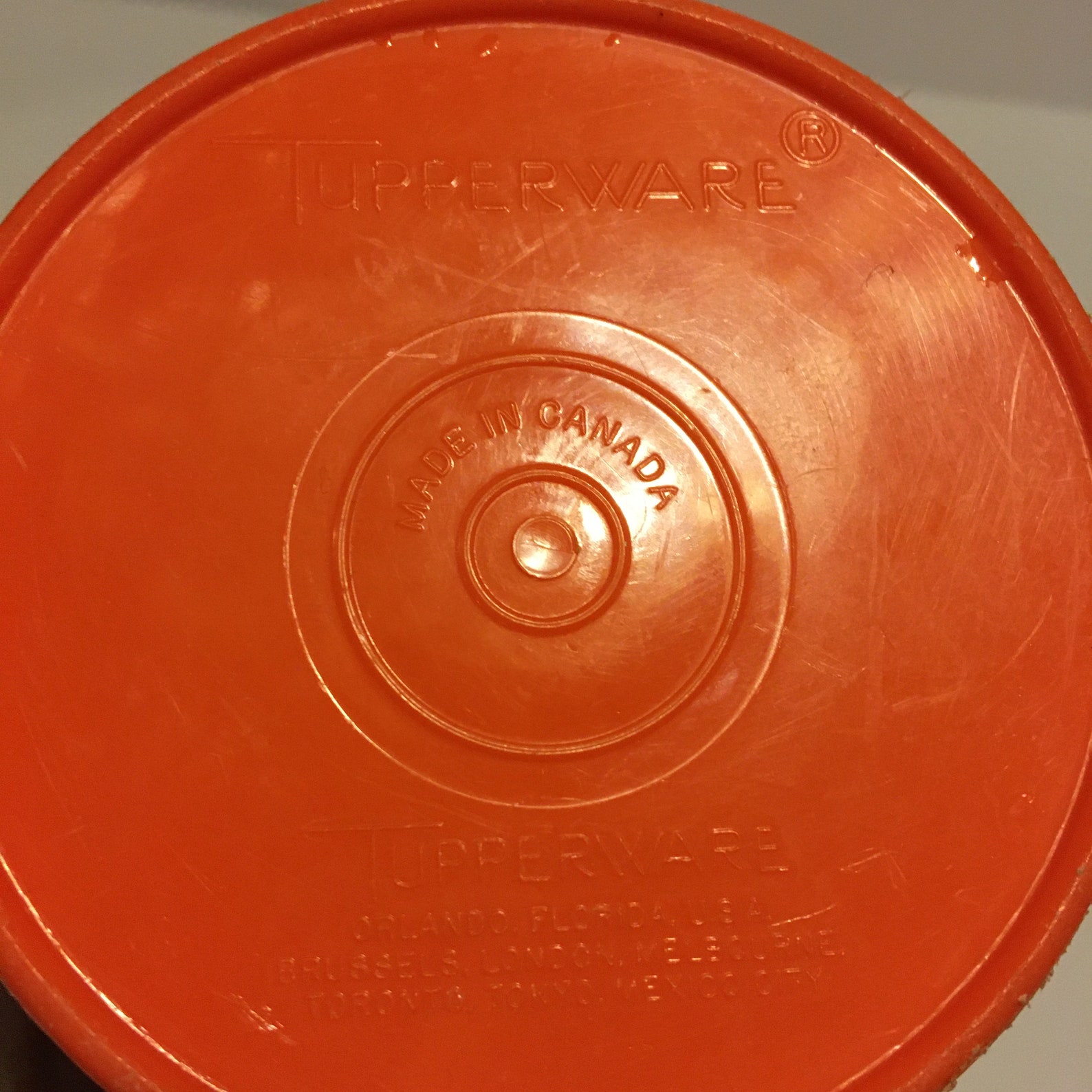 Vintage Tupperware Orange Cylinder Container With Lid - Etsy