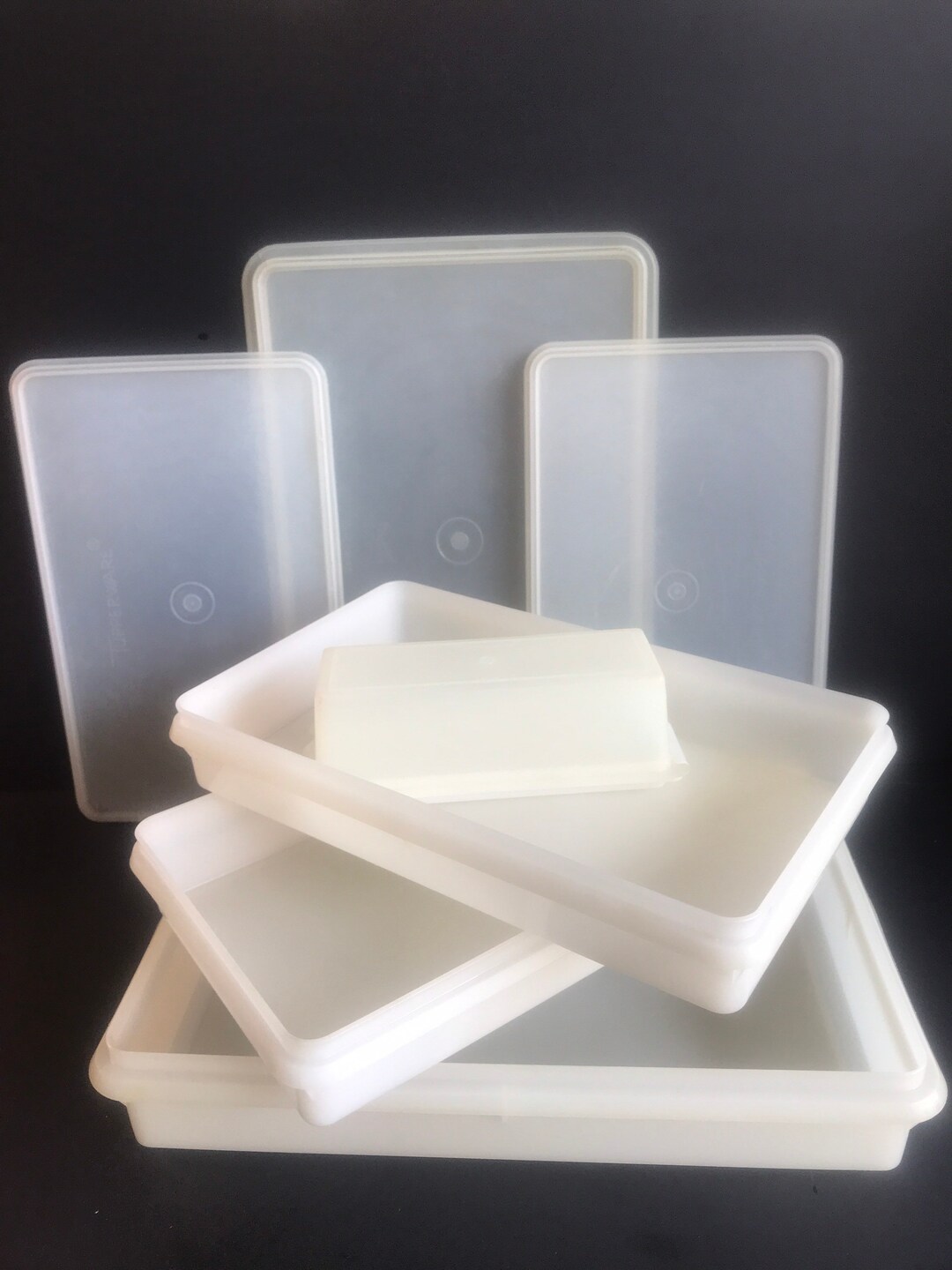 Vintage, Sheer White Tupperware Storage Containers, Rectangular ...