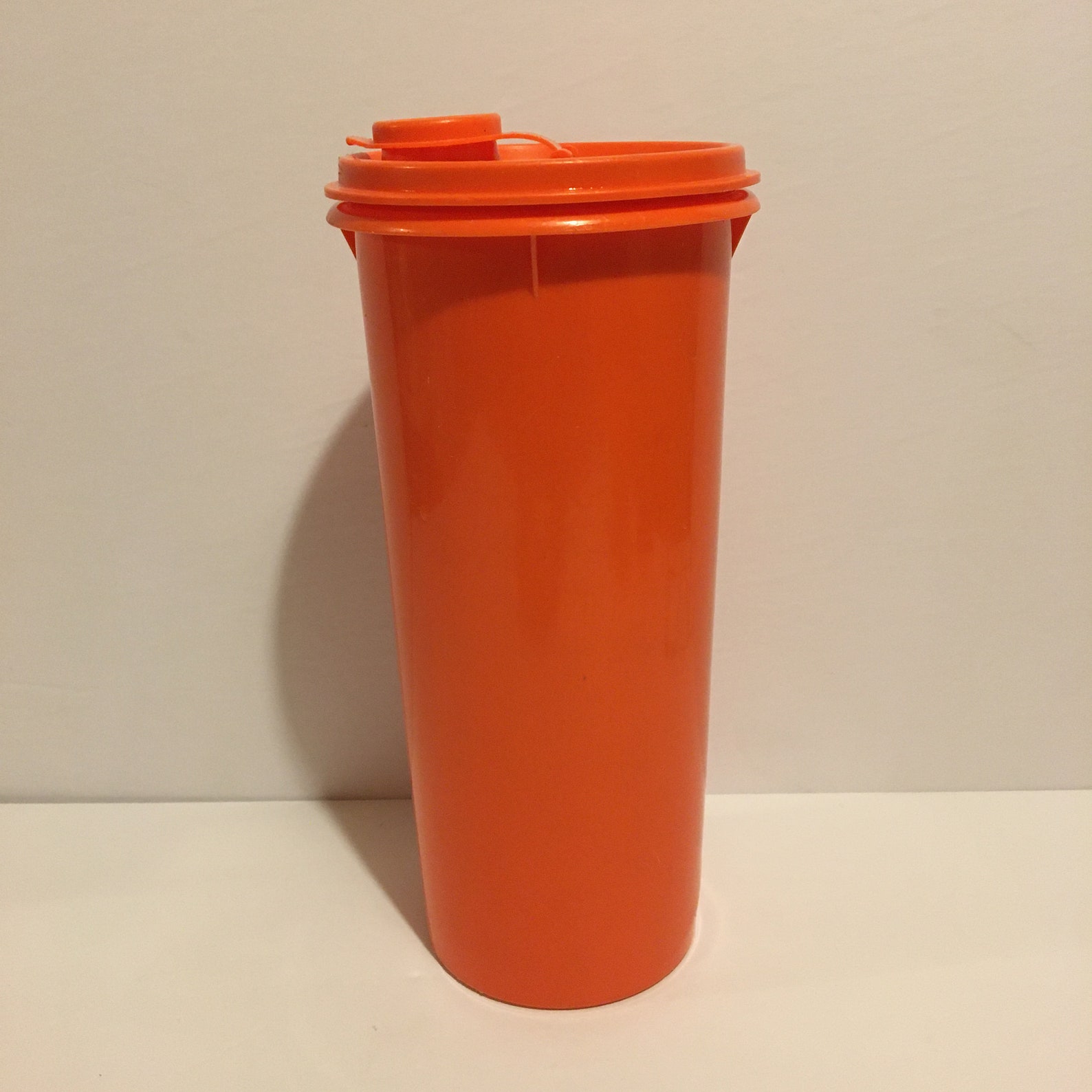 Vintage Tupperware Orange Cylinder Container With Lid - Etsy