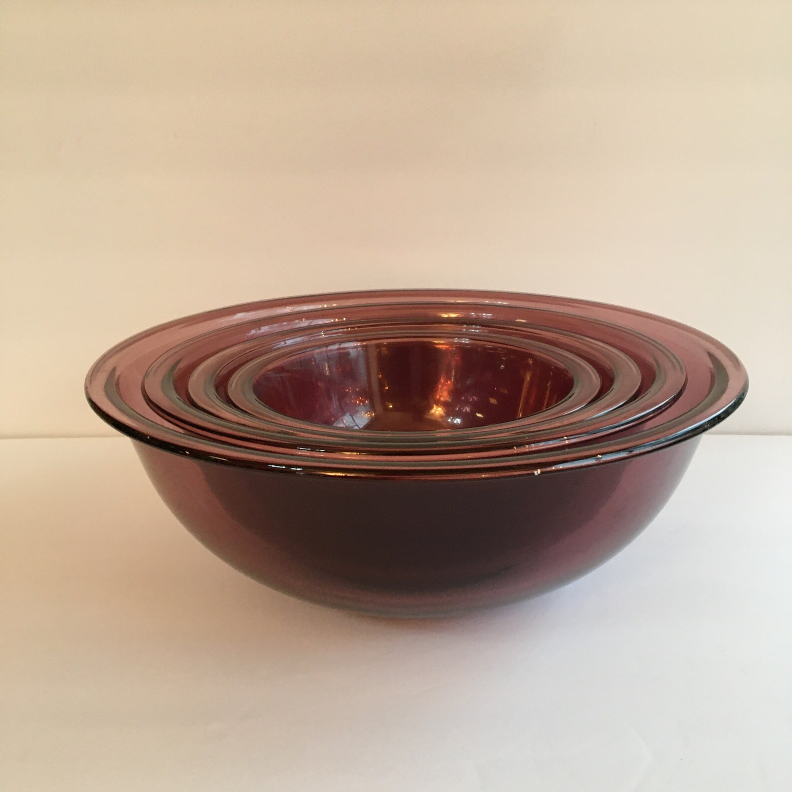 Vintage Pyrex Cranberry, Set of 4 Glass Nesting Bowls, #322 1 Lt, #323 ...