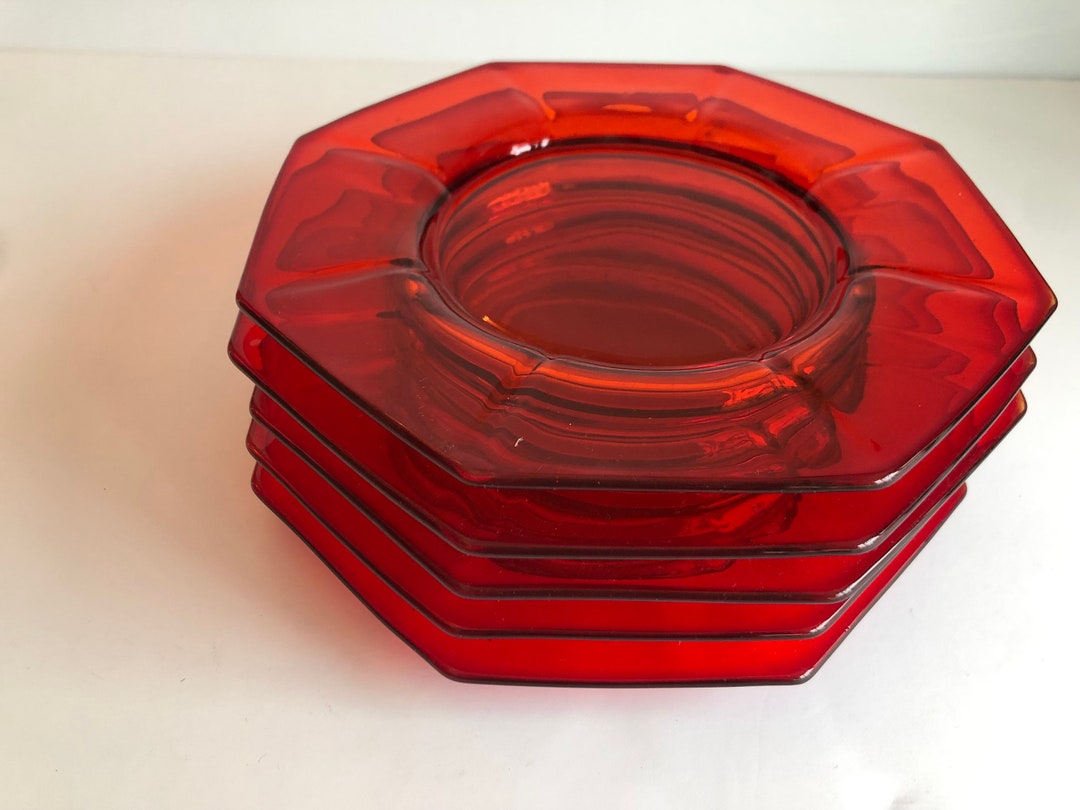 Rare Find, Vintage Imperial Molly Ruby, Octagonal Red Glass, Depression ...