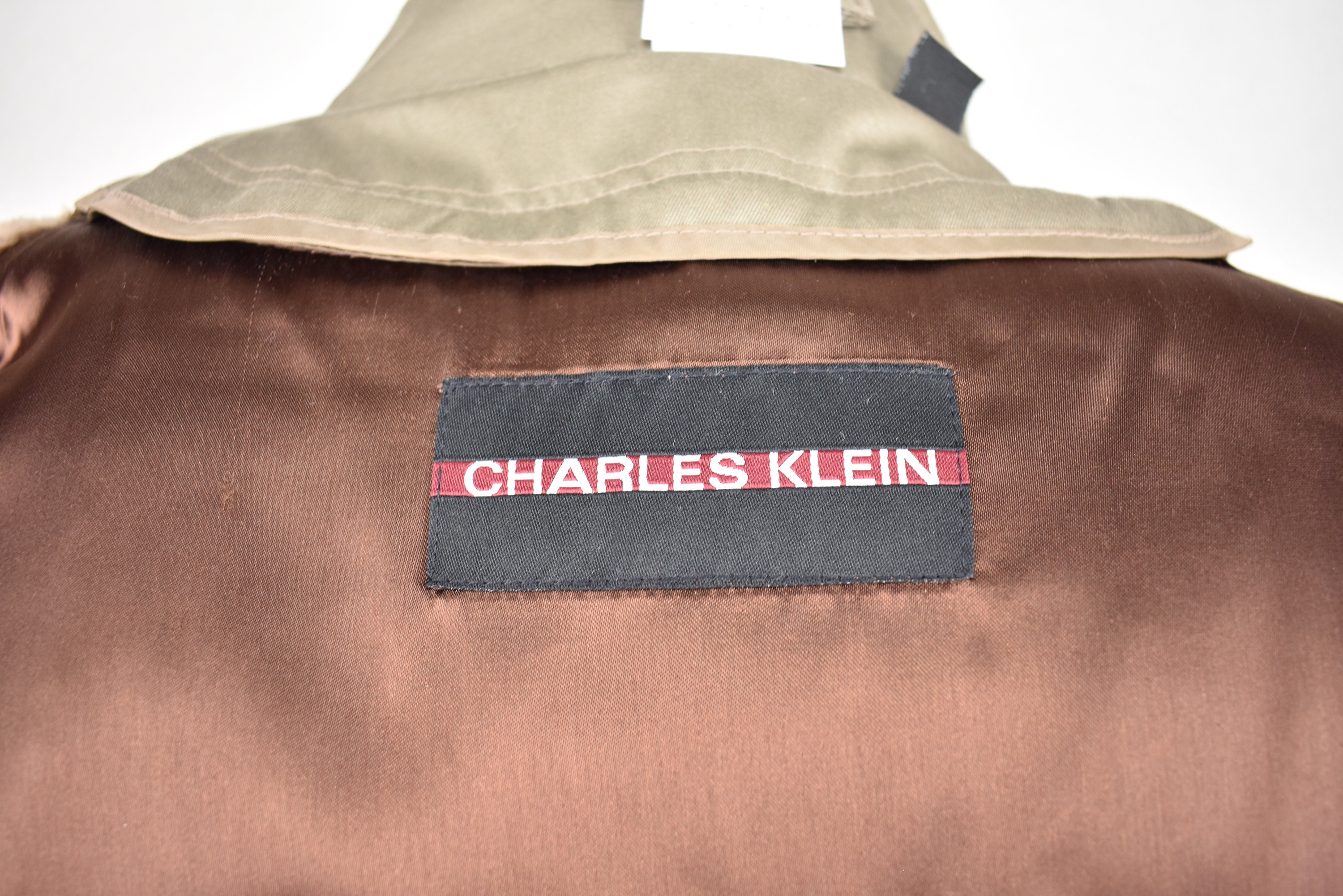 Charles Klein Solid Brown Cotton/poly Blend Double Breasted Trench Coat ...