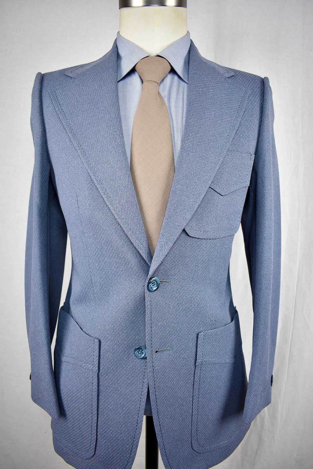 1970's Imperial Clothes Blue Polyester Two Button Two Pc Leisure Suit ...