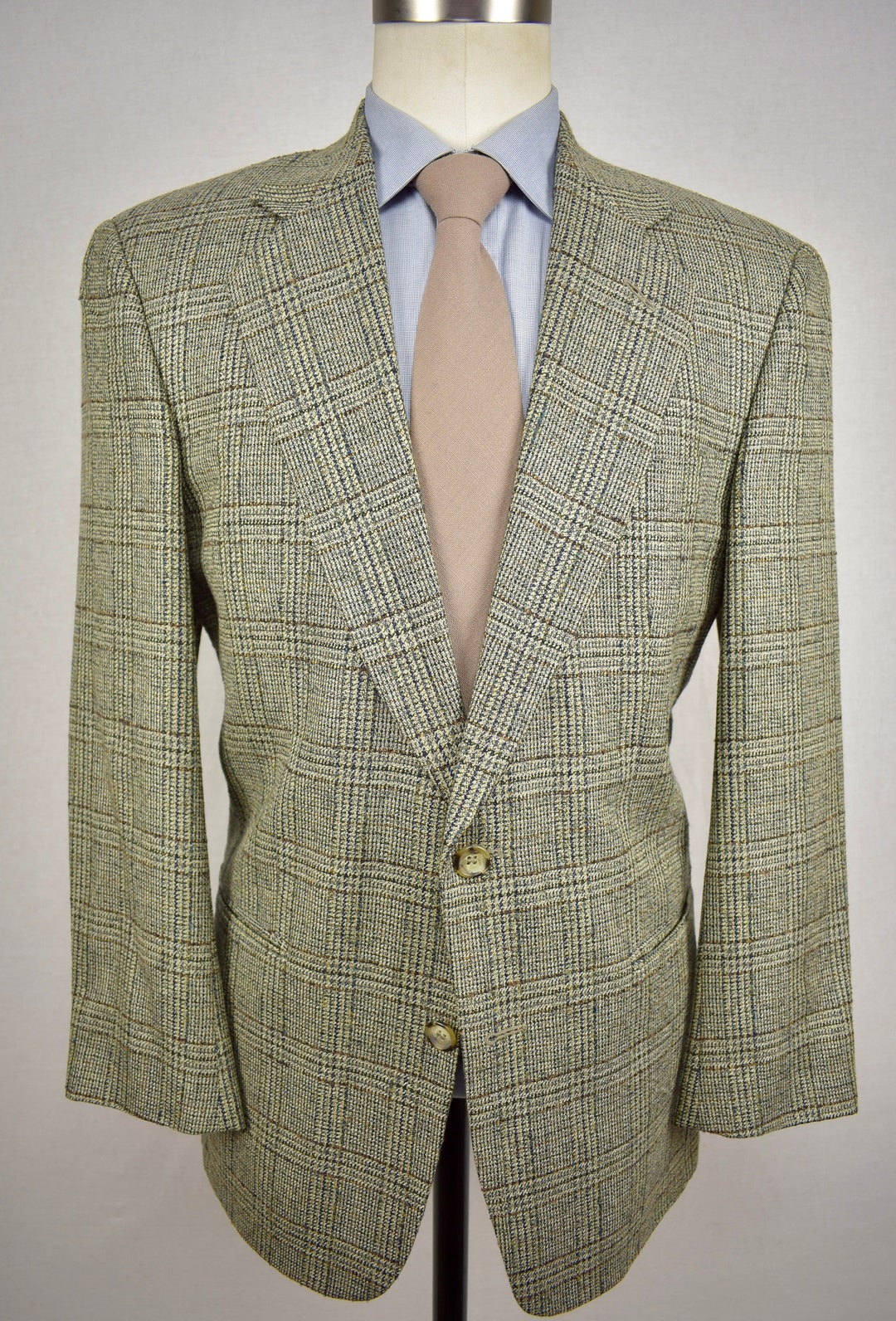 Vito Rufolo Light Tan/brown Plaid Wool/silk Blend Two Button Sport Coat ...
