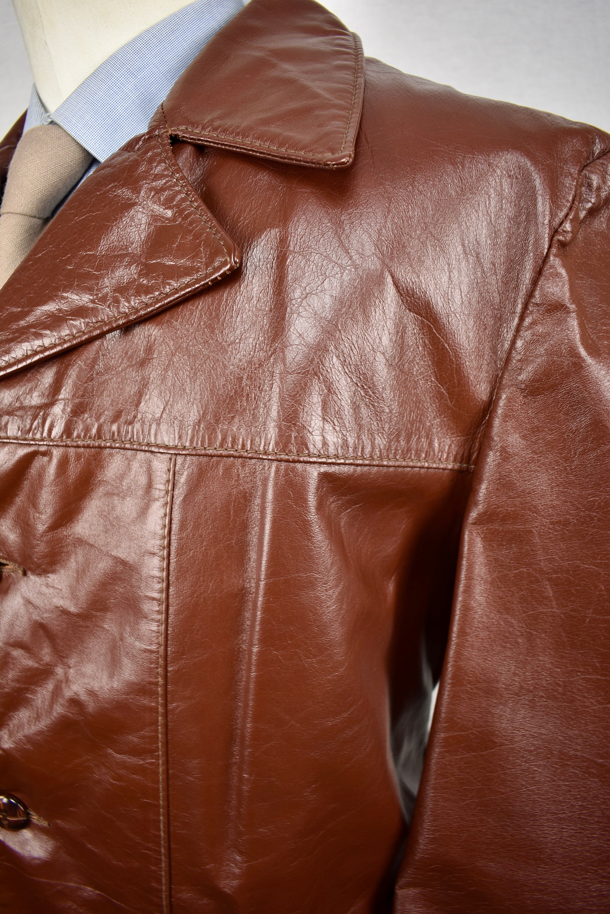 Ralph Edwards Solid Brown Leather Three Button Basic Coat Size: 42R - Etsy