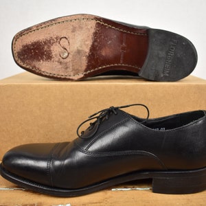 Florsheim Black Leather Cap Toe Balmoral Size: 9D - Etsy