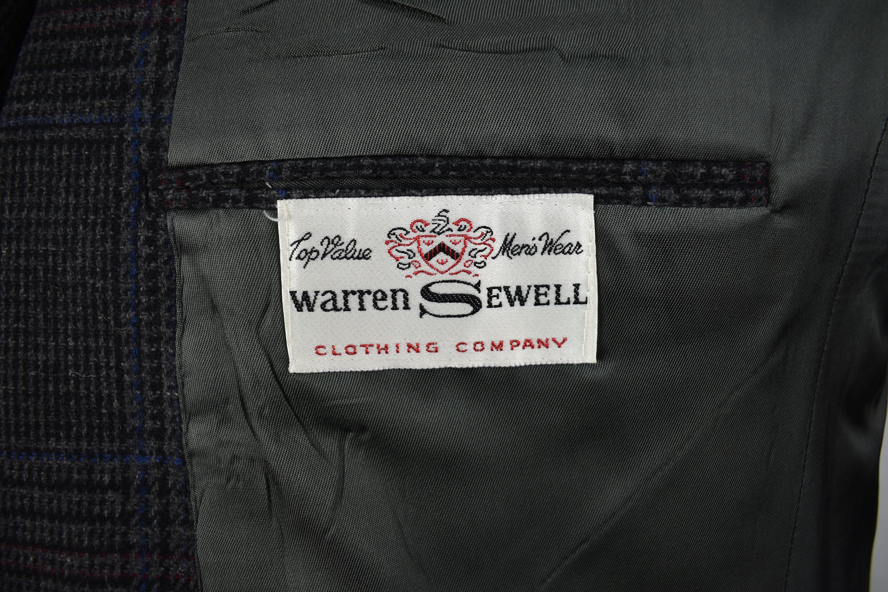 Warren Sewell Dark Gray Glen Check Wool Two Button Sport Coat Size: 42R ...