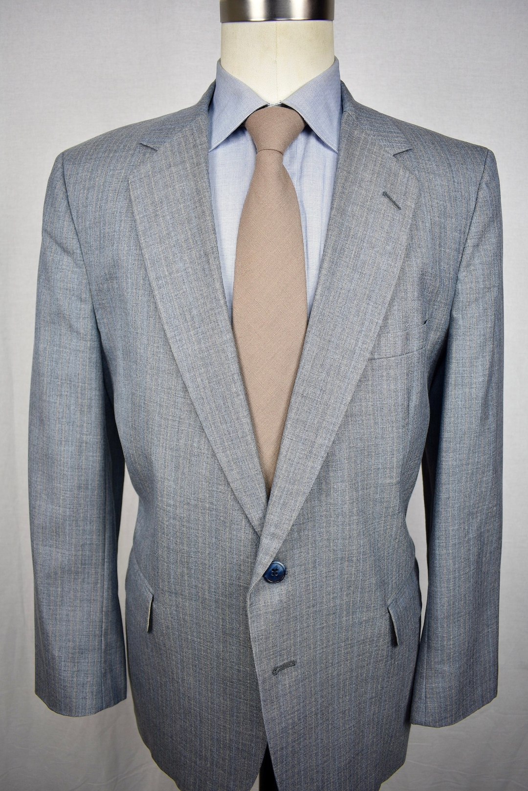 1980-90's Warren Sewell Light Blue Striped Wool Blend Two Piece Suit ...
