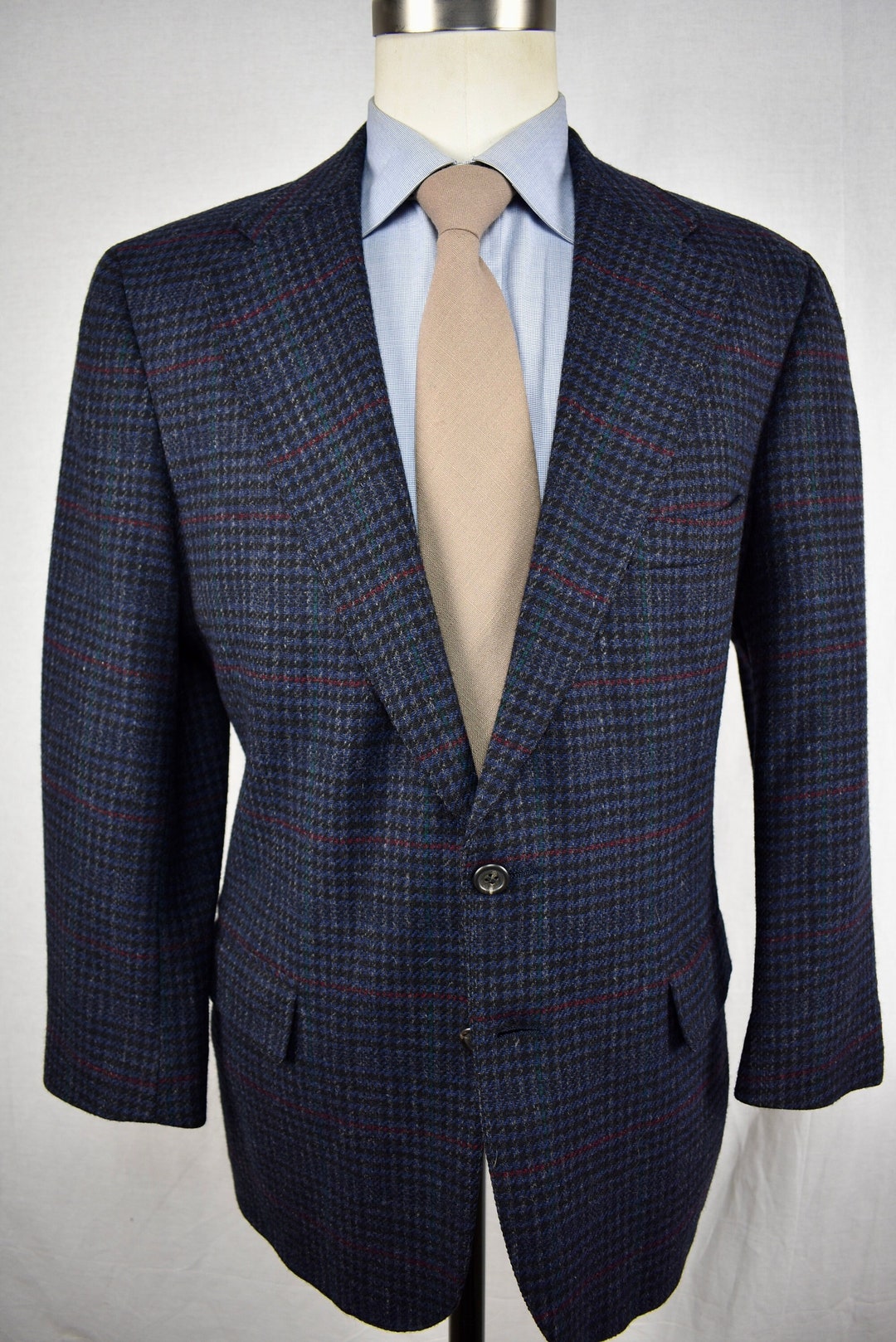 1976-1994 Polo University Club Blue/black Check 100% Wool Sport Coat ...