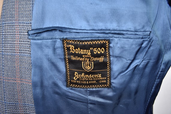 1970's Botany 500 Blue Plaid Wool Blend Two Button Sp… - Gem