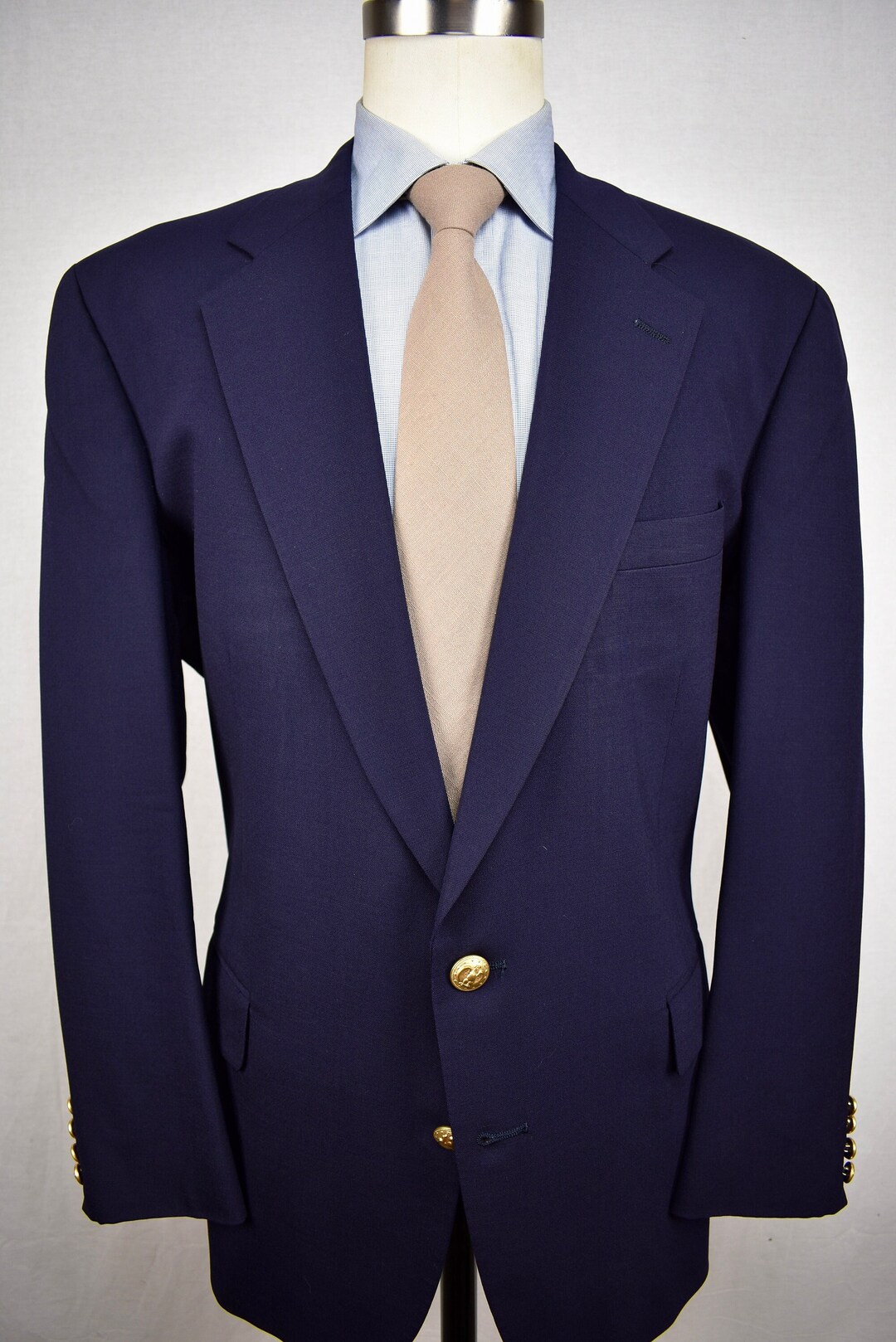 1976-1994 Donald Brooks Solid Navy Blue Wool Two Button Blazer Size ...
