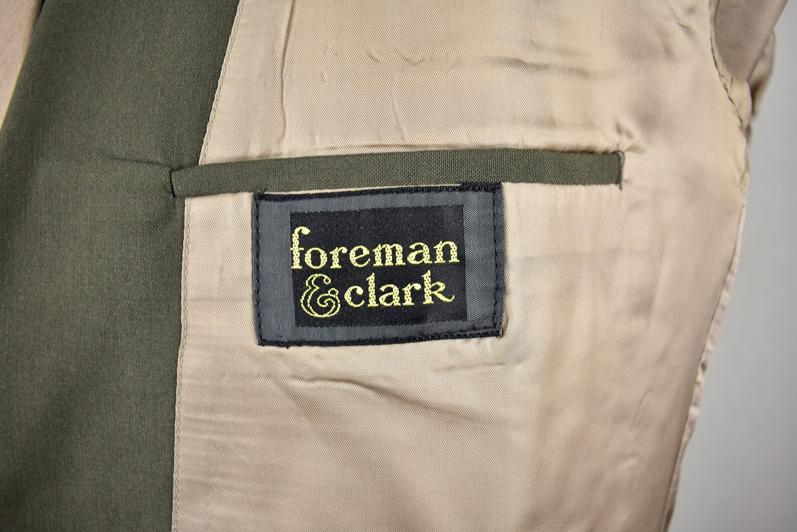 1980-90's Foreman & Clark Solid Green Wool Double Breasted Two Pc Suit ...