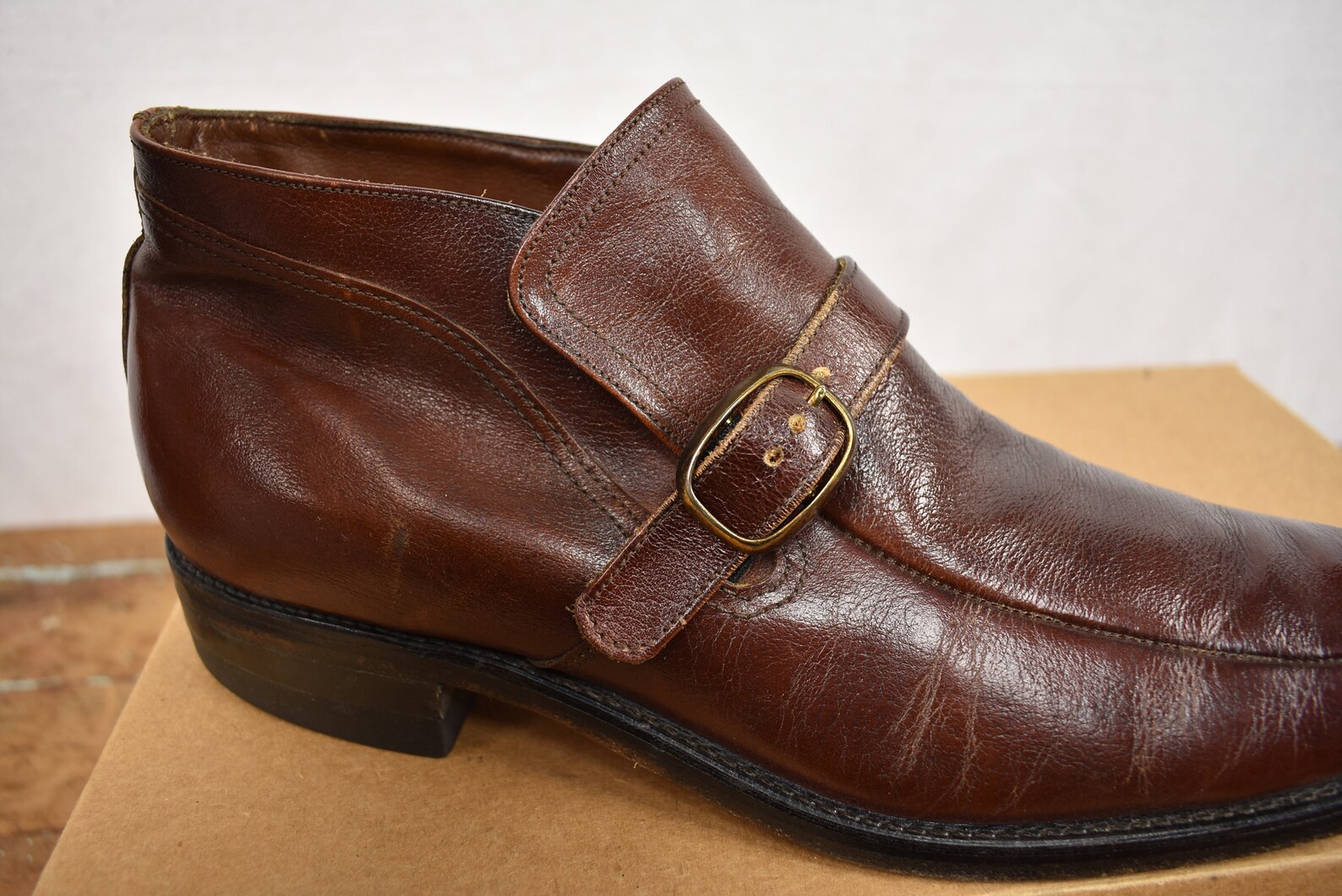 JC Penney Brown Moc Toe Monk Strap Ankle Boot Size: 9.5B - Etsy