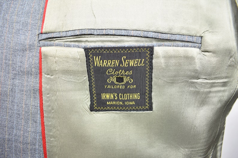 1980-90's Warren Sewell Light Blue Striped Wool Blend Two Piece Suit ...