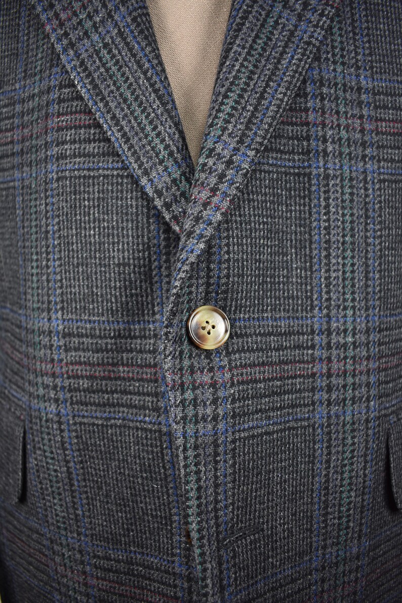Warren Sewell Dark Gray Glen Check Wool Two Button Sport Coat Size: 42R ...