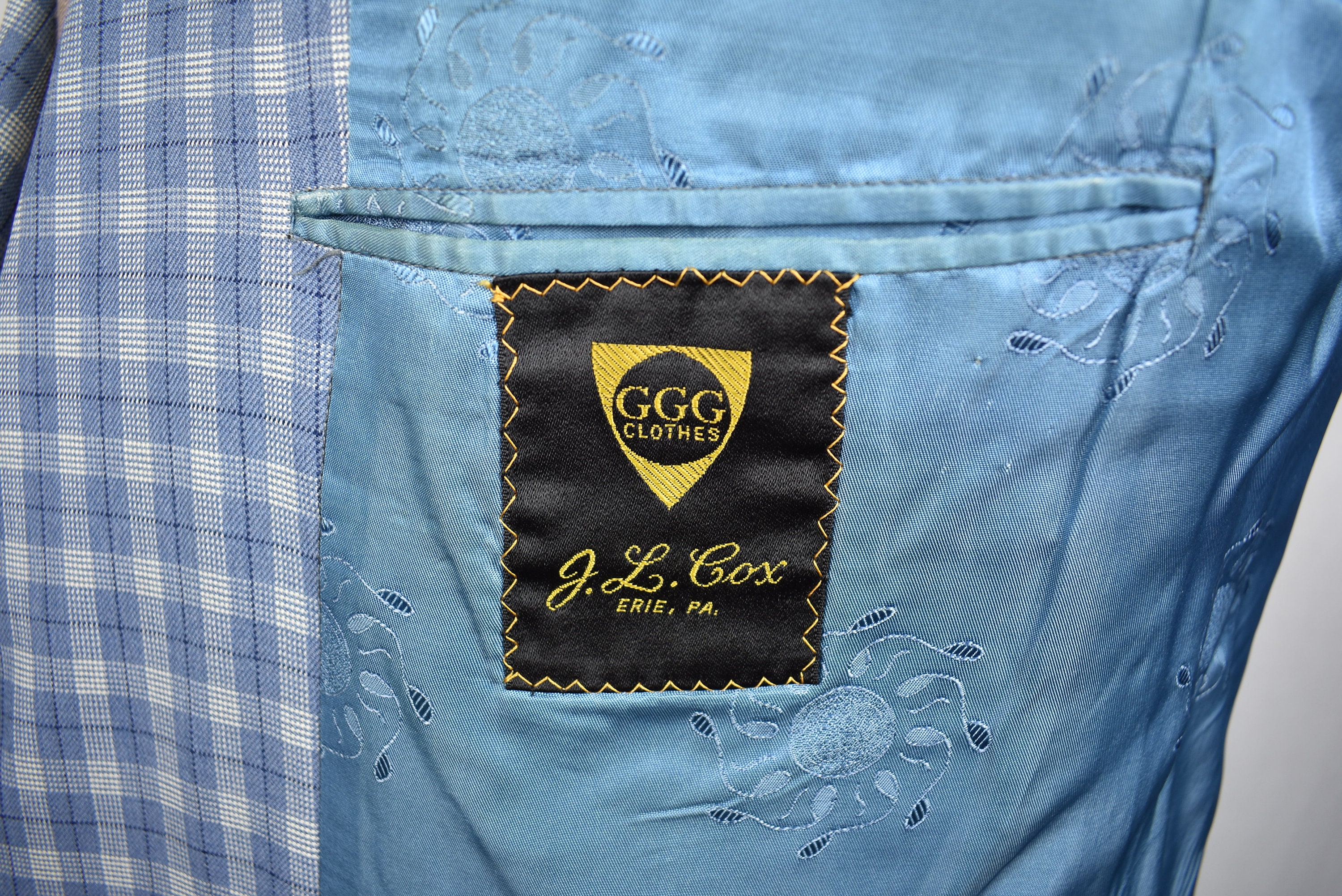 1970's GGG Clothes Blue/white Checked Polyester Two Button Sport Coat ...