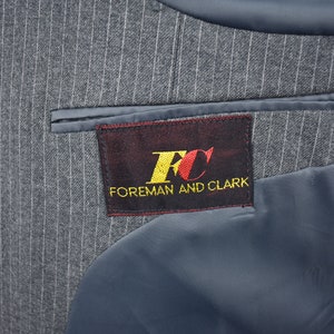 Foreman & Clark Gray Striped 100% Wool Two Piece Three Piece Suit Size ...