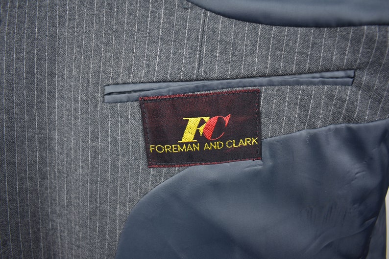Foreman & Clark Gray Striped 100% Wool Two Piece Three Piece Suit Size ...